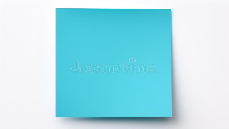 Cyan Square Paper Note on a White Background. Brainstorming Template ...