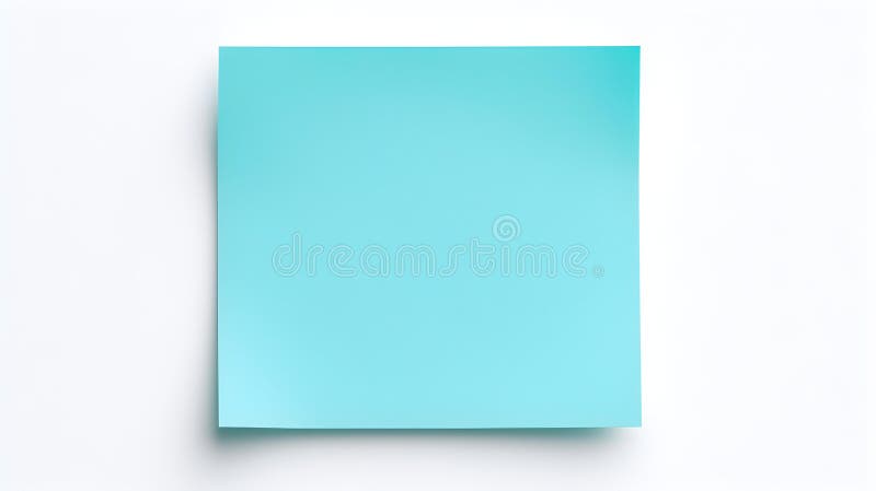 Cyan Square Paper Note on a White Background. Brainstorming Template ...