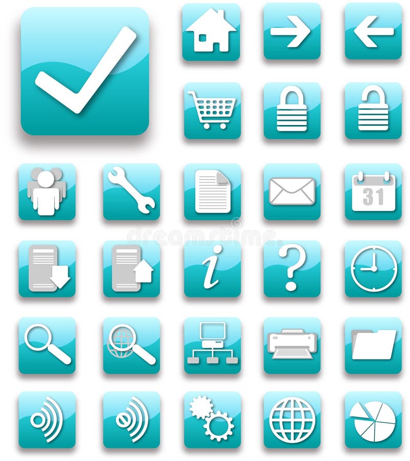 Shiny Icons Business Internet Website Set Blue Stock Vector ...