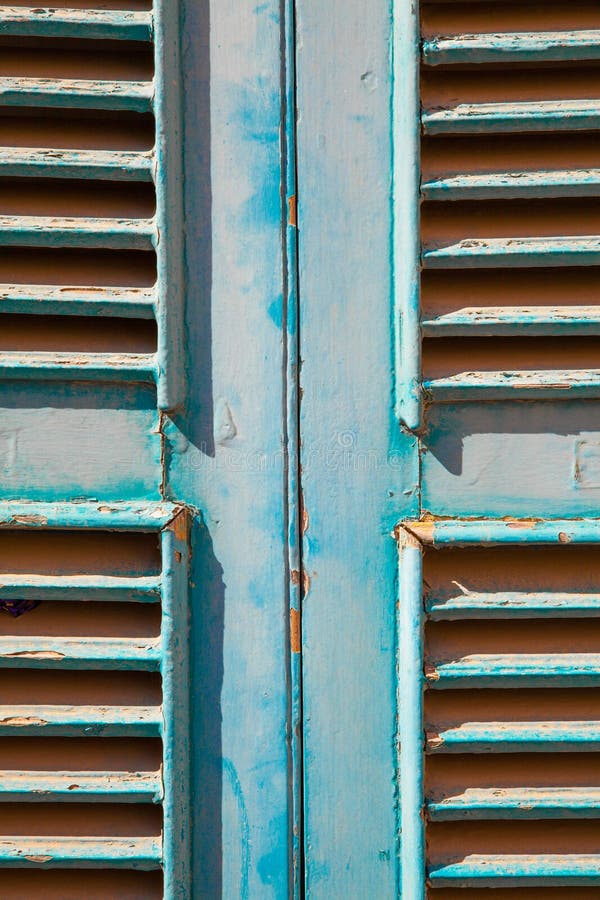 Cyan Window with Wooden Shutter. Stock Photo - Image of abstract, open ...