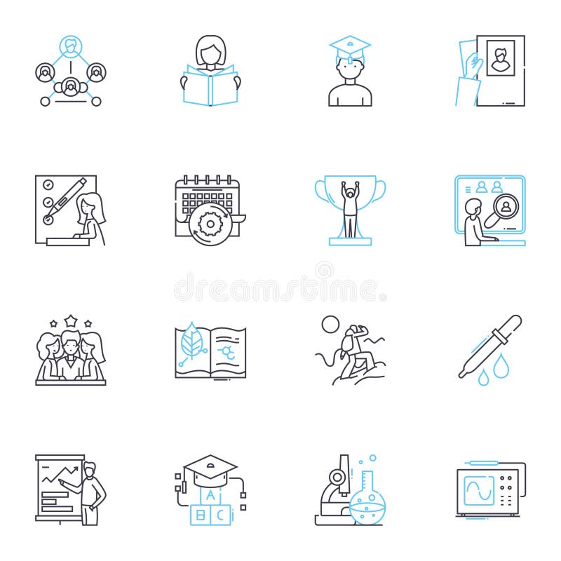 Cyber Academy Linear Icons Set. Cybersecurity, Nerking, Coding, Hacking, Encryption, Phishing ...
