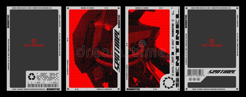 Cyber Aesthetic Poster Layout Template Collection. Angular Sci Fi Frame ...