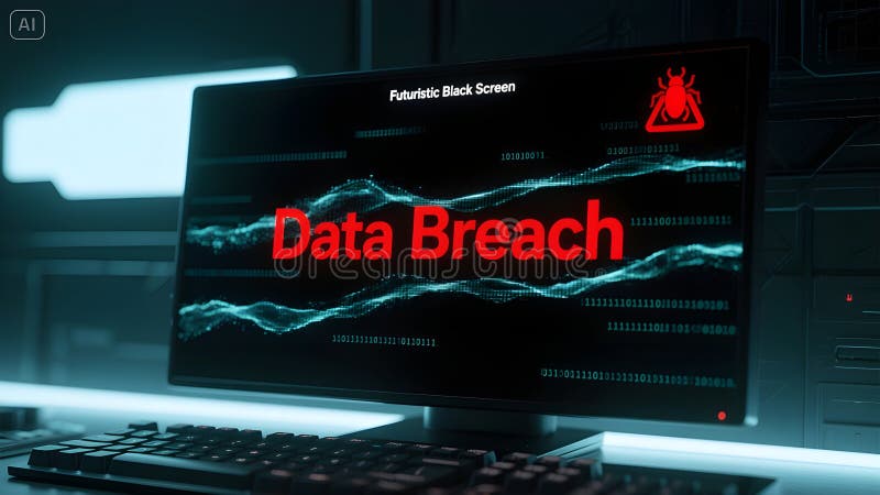 Cyber Alert: Futuristic Bug Warning on Digital Screen Stock ...