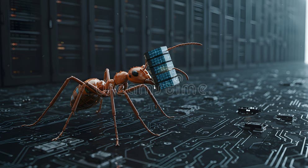 Cyber Ant: a Robotic Insect Carrying Data through a Server Room Stock Illustration ...