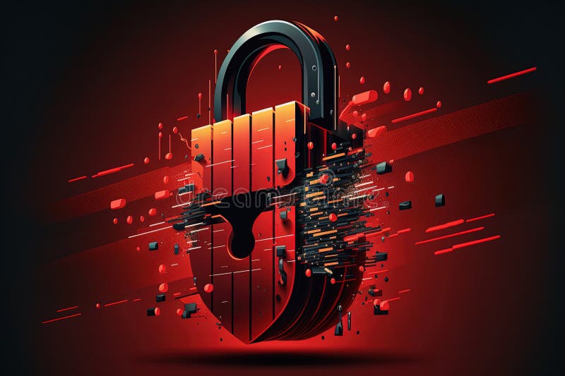 Cyber Attack, Abstract Internet Technology Red Background with Broken ...