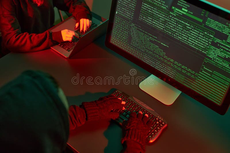 Anonymous People Using Computer And Programming To Break Code Cyber Security Threat Internet