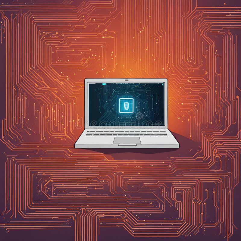 A Cyber Attack and Codes on the Laptop Stock Illustration ...
