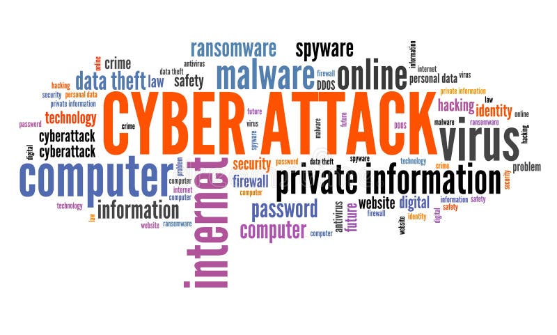 Cyber attack words stock illustration. Illustration of business - 131144864