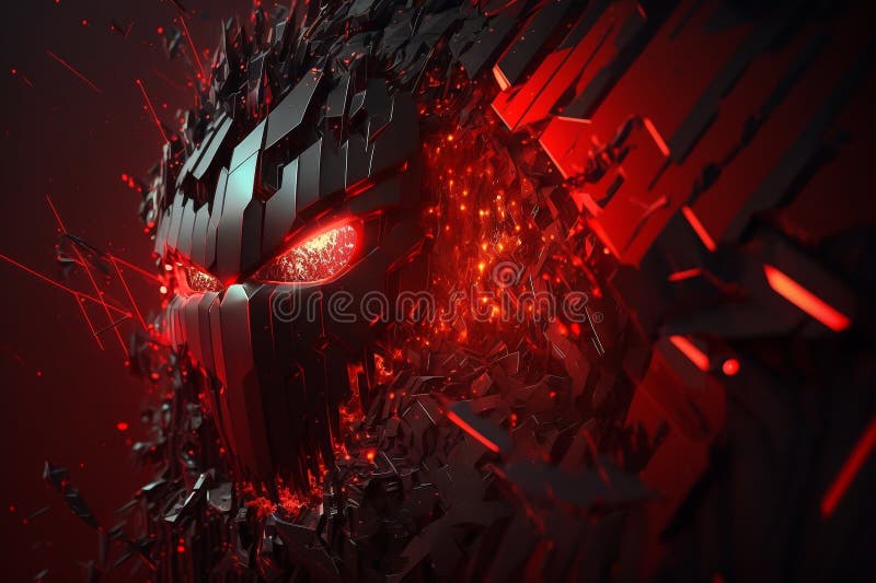 Cyber Attack Concept, Danger Red Face Mask Illustration Generative AI ...
