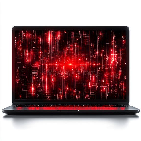Cyber Attack Concept Displayed on Laptop with Red Warning Indicators ...