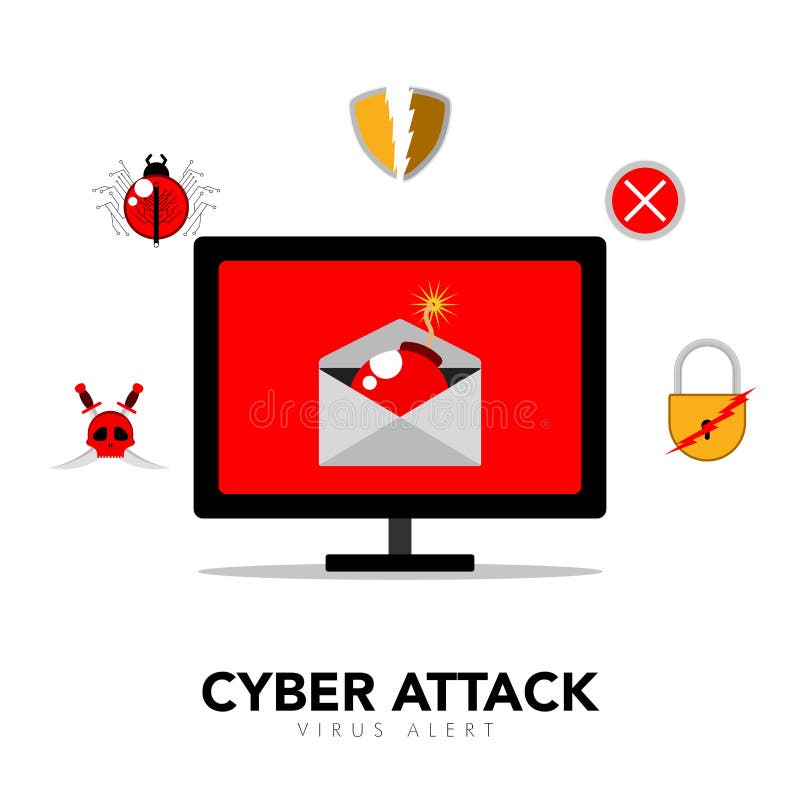 Cyber Attack Concept Graphic Design Stock Vector - Illustration of bomb ...