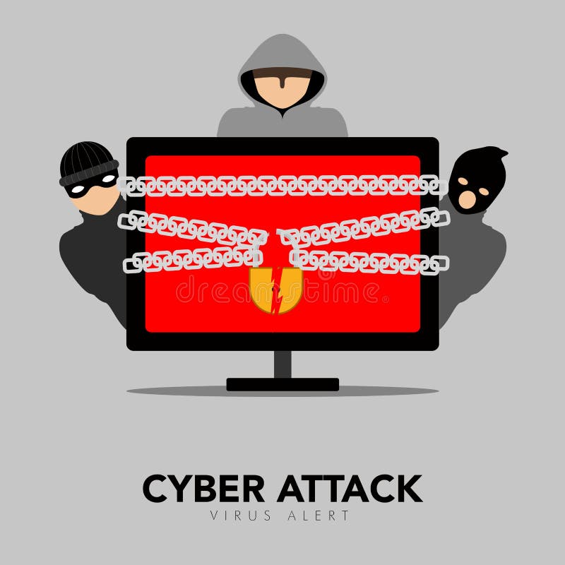Cyber Attack Concept Graphic Design Stock Vector - Illustration of ...