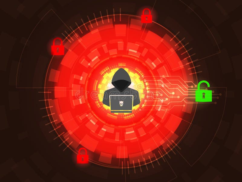 Hacker Unlock Padlock on Digital Background Stock Vector - Illustration ...