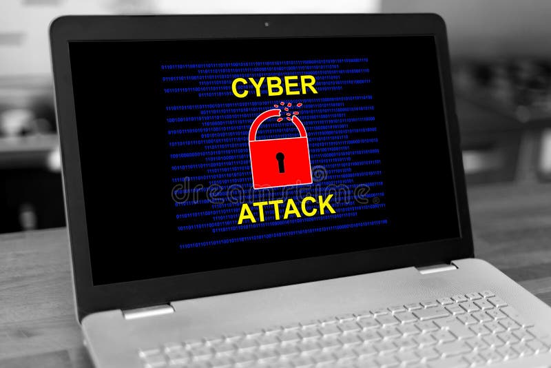Cyber Attack Concept on a Laptop Stock Photo - Image of security ...