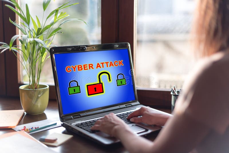 Cyber Attack Concept on a Laptop Screen Stock Illustration ...