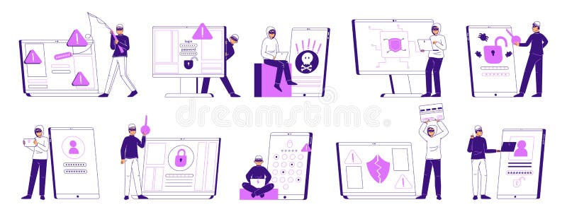 Cyber Attack, Database Hacking and Phishing, Internet Criminals. Online ...