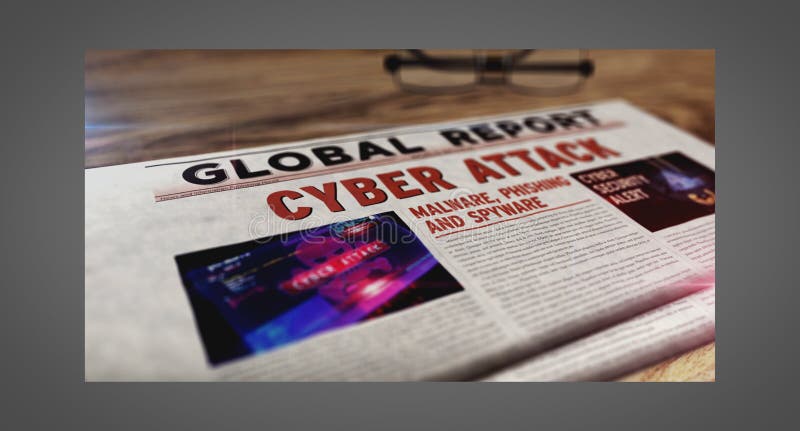 Cyber Attack and Digital Security Newspaper on Table Stock Illustration ...