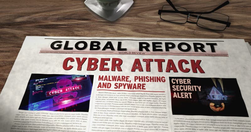 Cyber Attack and Digital Security Newspaper on Table Stock Video ...