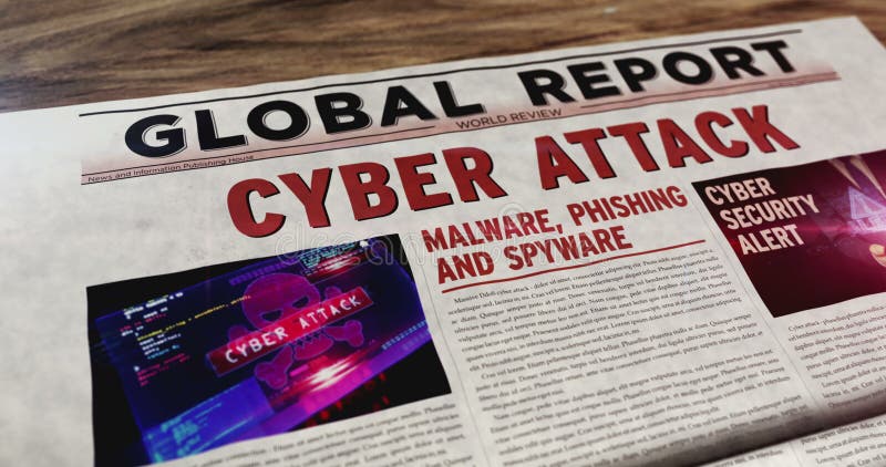 Cyber Attack and Digital Security Newspaper on Table Stock Video ...
