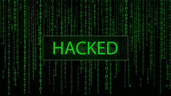 Cyber Attack Hacked Digital Background Green Matrix Binary Computer Code Computer Screen