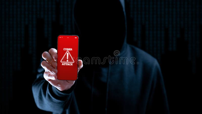 Cyber Attack Hacker Smartphone. Internet Web Hack Technology Stock ...