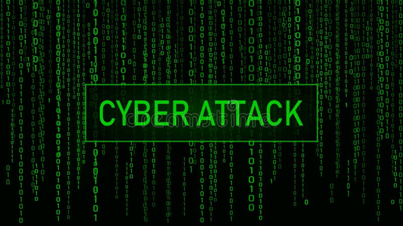 Cyber Attack Hacked Digital Background Green Matrix Binary Computer Code Computer Screen