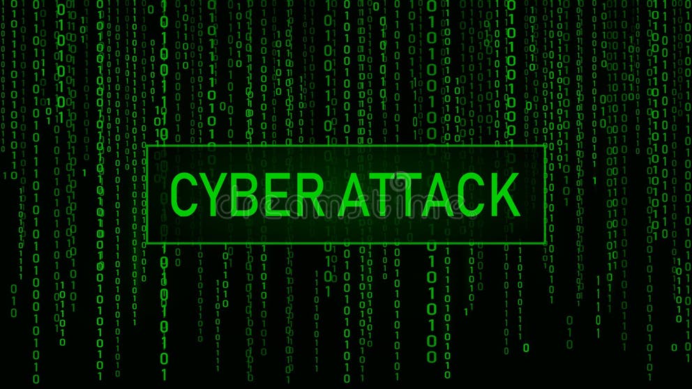 Cyber Attack Hacking Digital Background Green Matrix Binary Computer Code Computer Screen