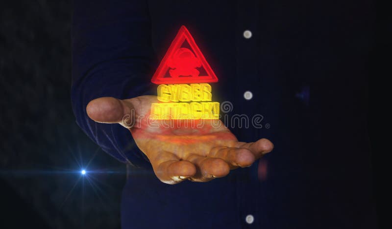 Cyber Attack Network Security Breach Symbol Over Hand Stock ...
