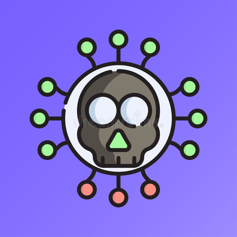 Cyber Attack Icon Vector Illustration. Flat Outline Cartoon. Cyber ...