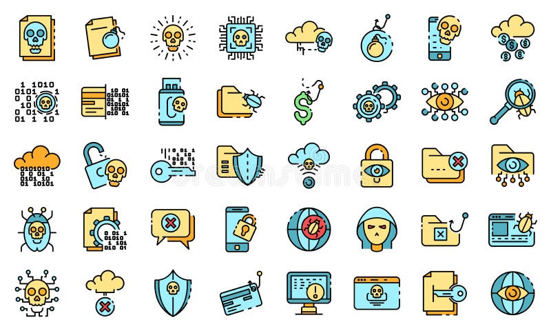 Cyber Attack on Firewall Icon Color Outline Vector Stock Vector ...