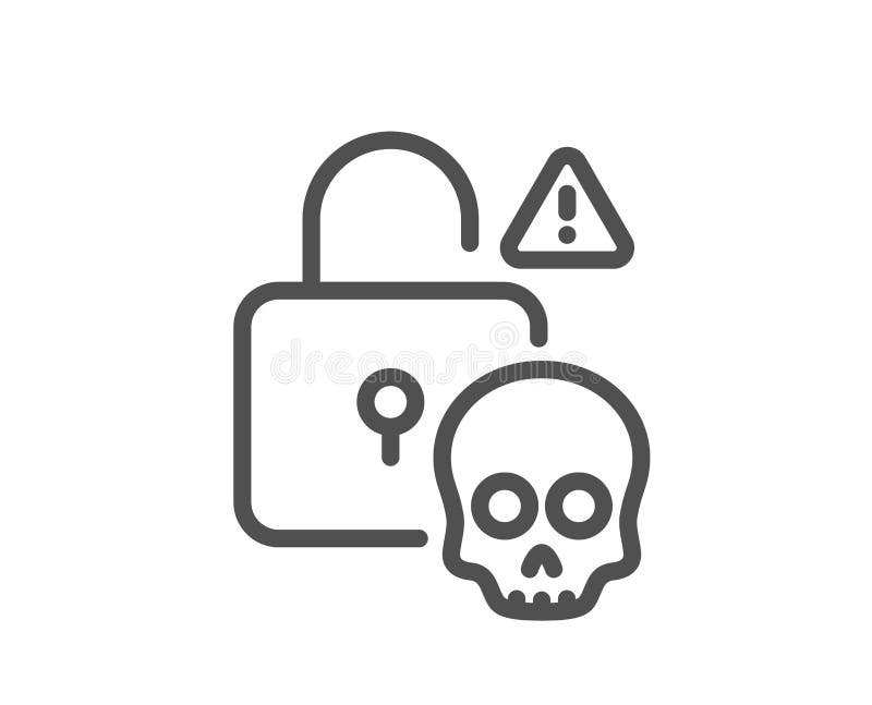 Cyber Attack Line Icon. Ransomware Threat Sign. Vector Stock ...