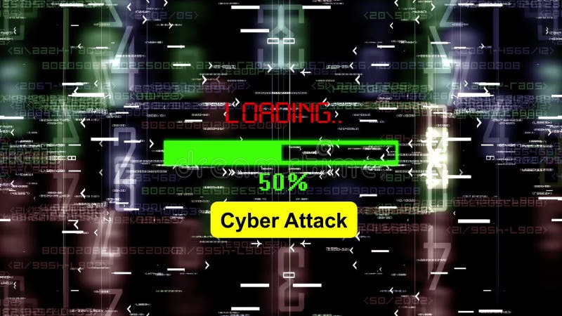 CYber Attack Loading Progress Bar Over Digital Background Stock Footage ...