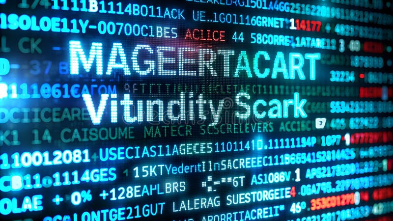 Cyber Attack Magecart Attacks Vulnerability Text In Binary System Ascii Art Style Code On