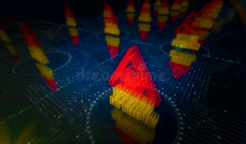 Cyber Attack Network Security Breach Symbol Digital Concept 3d ...