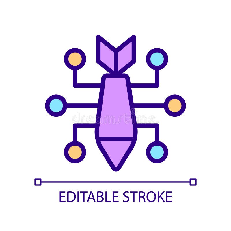 Cyber Attack Pixel Perfect RGB Color Icon Stock Vector - Illustration ...