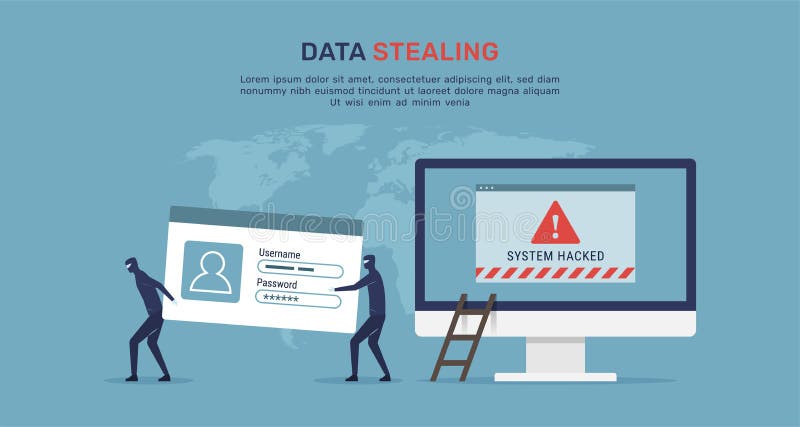 Cyber Attack Security Concept, Data Stealing on Computer with Warning ...
