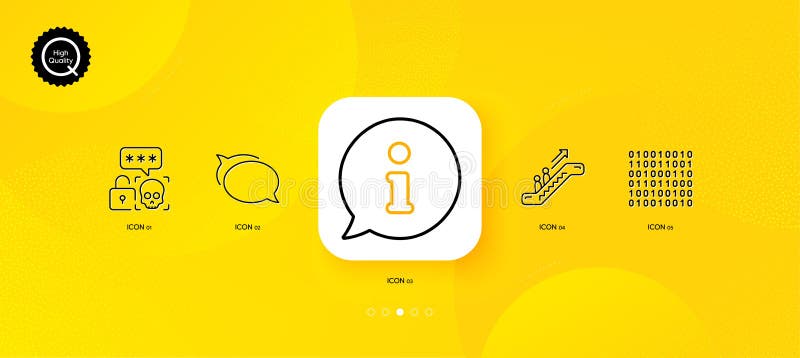 Cyber Attack Talk Bubble And Binary Code Minimal Line Icons For Web