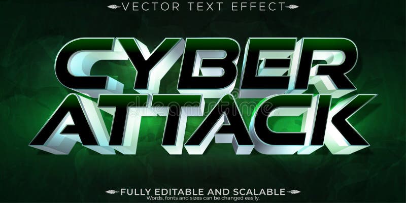Cyber Attack Text Effect, Editable Fiction Game Text Style Stock Vector ...