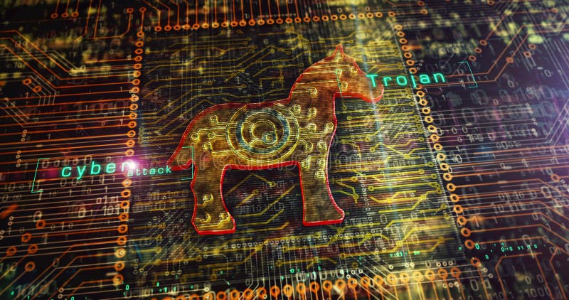 Cyber Attack with Trojan Symbol Digital Animation Stock Footage - Video ...