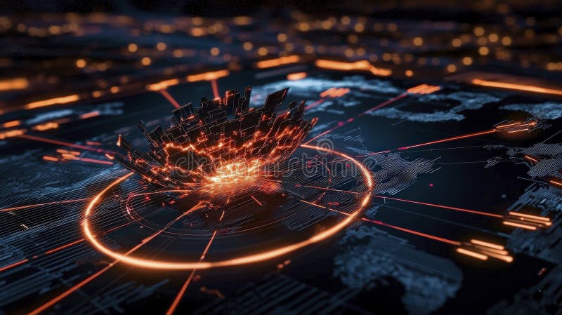 Cyber Attack Visualization Digital Landscape Infographic High-tech ...