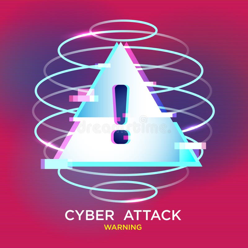Cyber Attack Warning with a Glowing Triangular Alert Symbol Stock ...