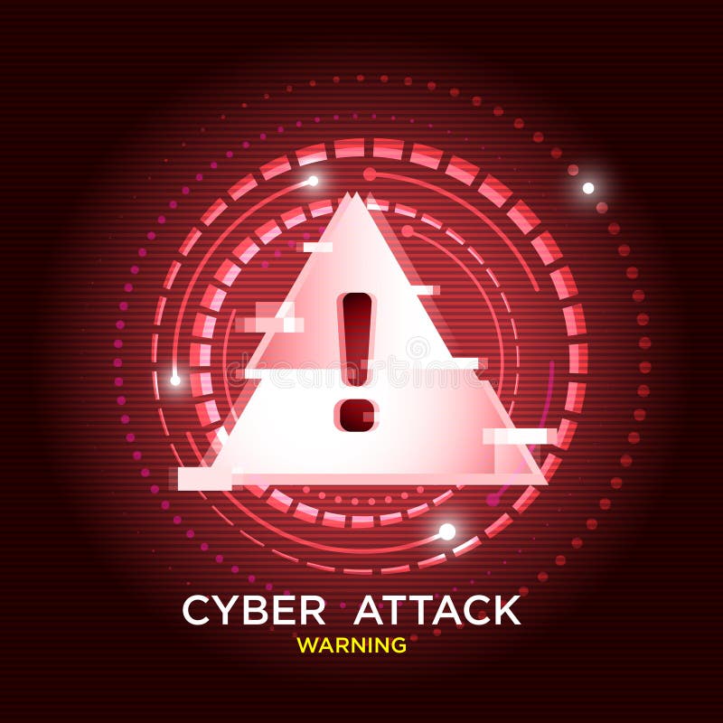 Cyber Attack Warning with a Glowing Triangular Alert Symbol Stock ...