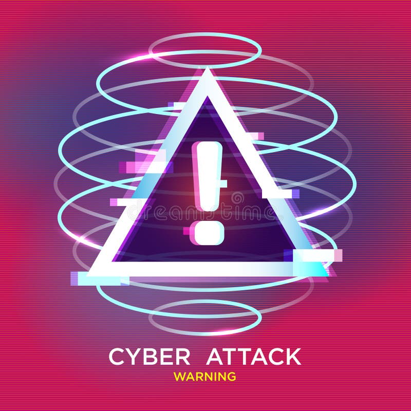 Cyber Attack Warning with a Glowing Triangular Alert Symbol Stock ...