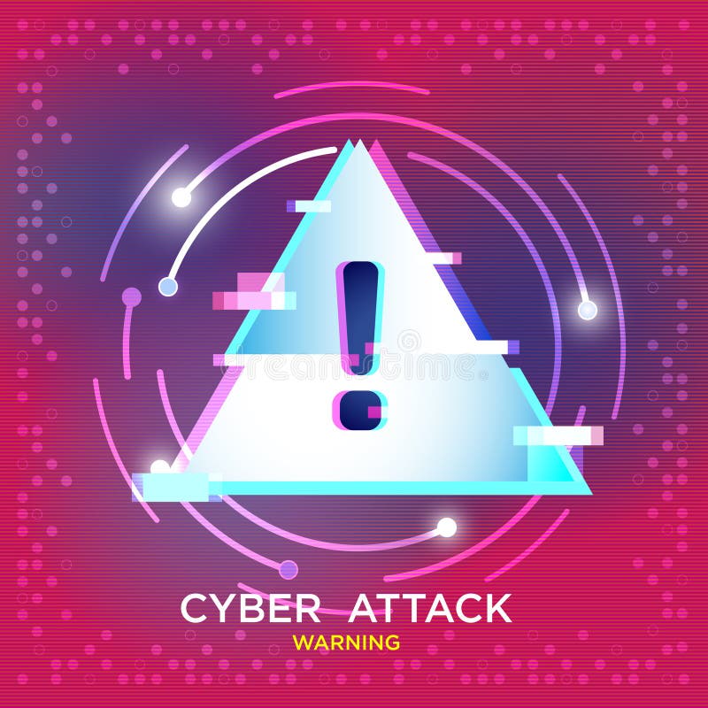 Cyber Attack Warning with a Glowing Triangular Alert Symbol Stock ...