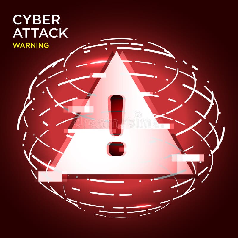 Cyber Attack Warning with a Glowing Triangular Alert Symbol Stock ...