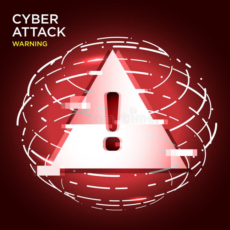 Cyber Attack Warning with a Glowing Triangular Alert Symbol Stock ...