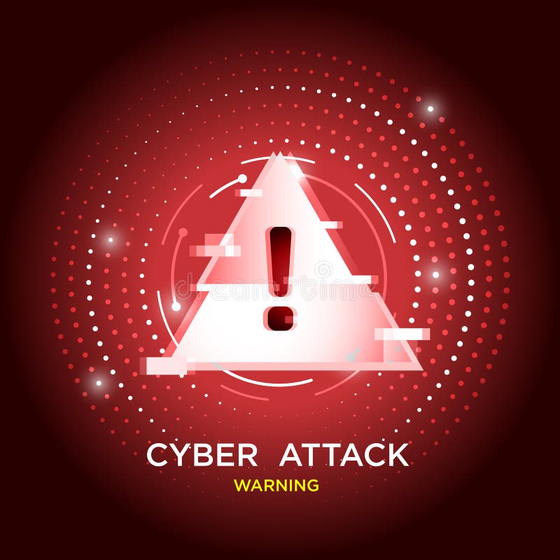 Cyber Attack Warning with a Glowing Triangular Alert Symbol Stock ...