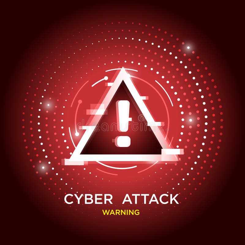 Cyber Attack Warning with a Glowing Triangular Alert Symbol Stock ...