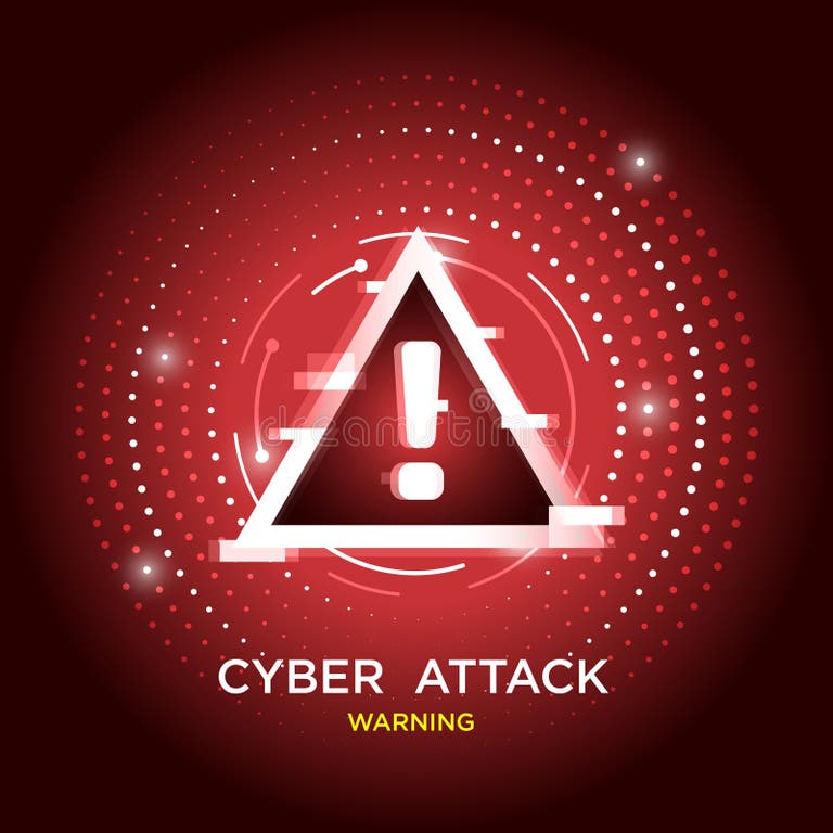Cyber Attack Warning with a Glowing Triangular Alert Symbol Stock ...