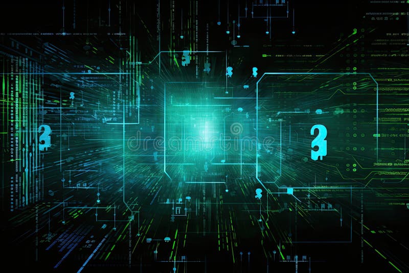 Cyber Attacks Abstract Background with Virtual Hacks Stock Illustration ...